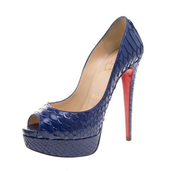 Christian Louboutin | Shoes | Christian Louboutin Blue Python Lady Peep ...